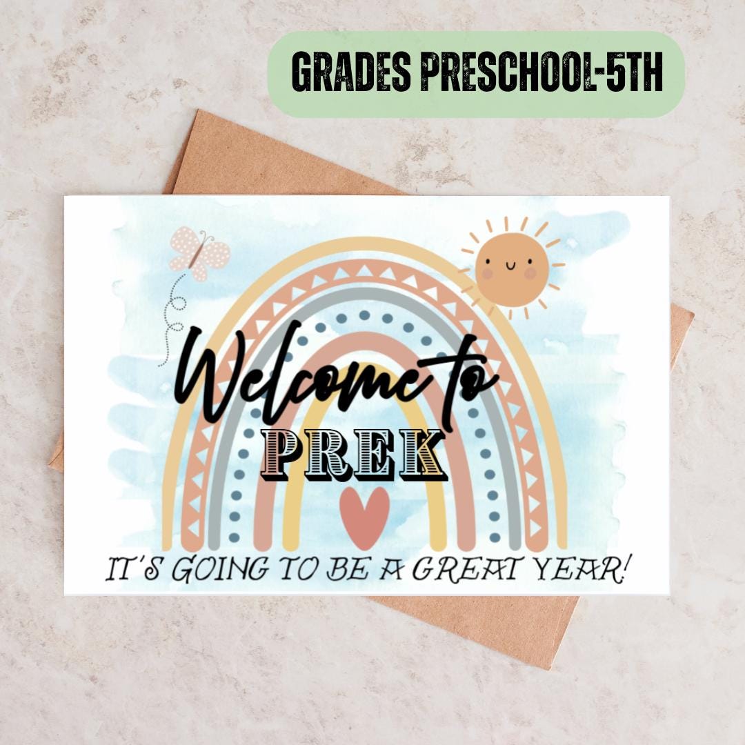 Boho Welcome Back to School Printable 4 X 6 Postcard L Preschool L Prek ...