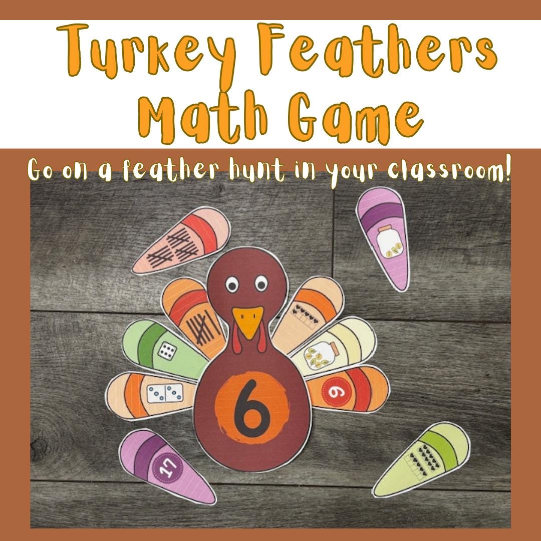 Turkey Feather Math Game | Number Recognition 1-20 (digital Download ...