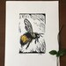 Bee Lino Print, Original Bee Art, Nature Wildlife Print, Garden Art ...