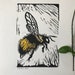 Bee Lino Print, Original Bee Art, Nature Wildlife Print, Garden Art ...