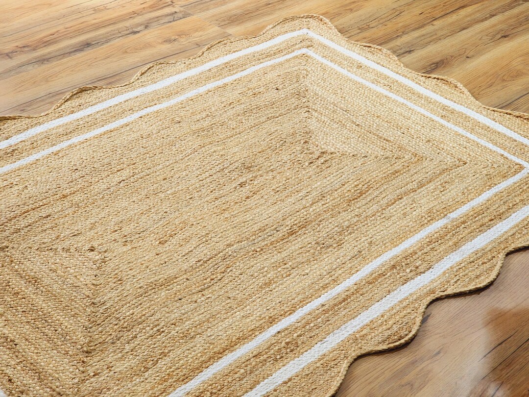 Scalloped Jute Rug - Scallop Pattern Rug, Natural Jute Rug, Square Jute ...