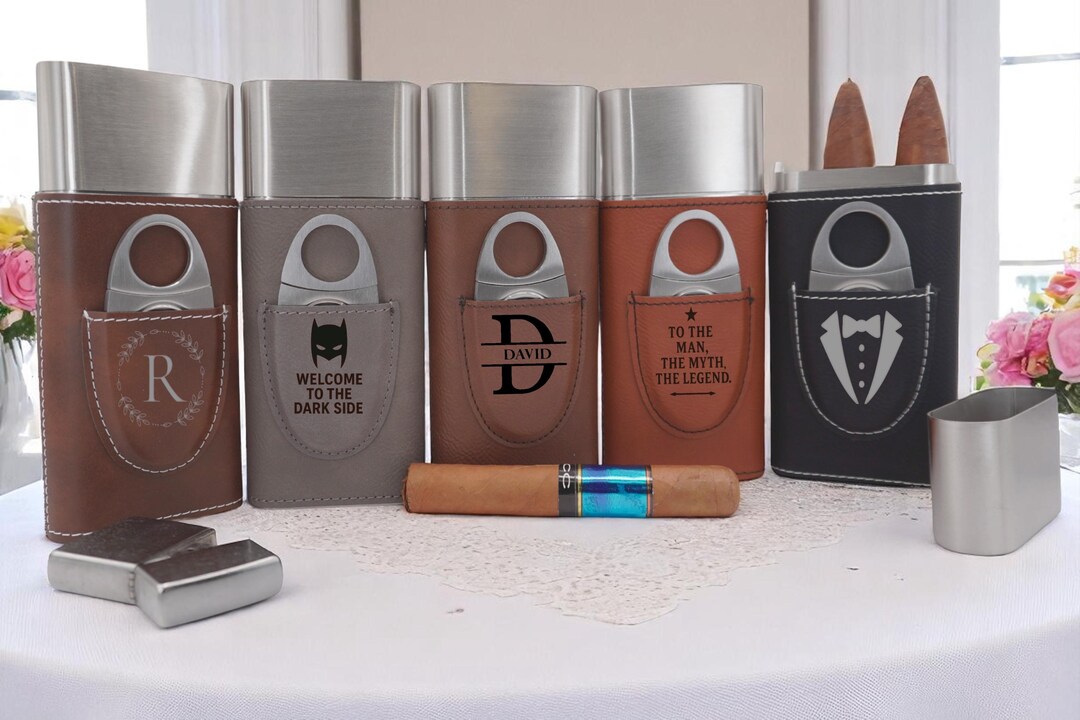 Personalized Cigar Case With Cutter, Cigar Box, Groomsmen Cigar Case ...
