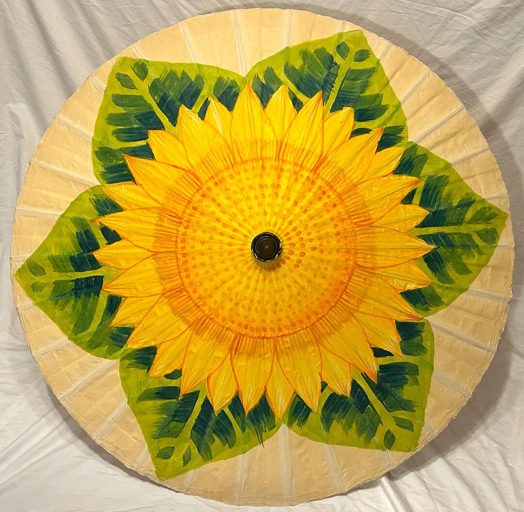 Handmade Thai Sunflower Parasol | Vintage Bo Sang Umbrella | Paper and ...