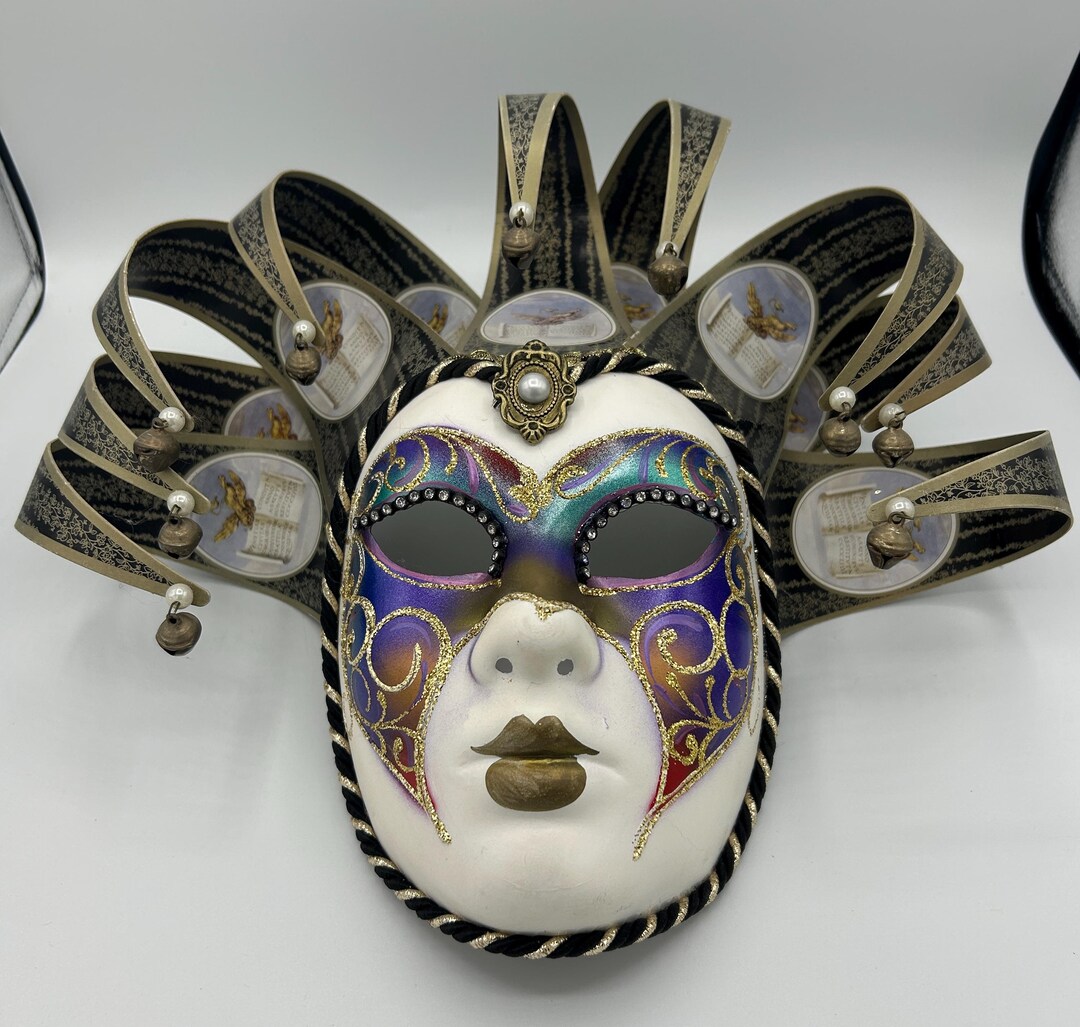 Vintage Venetian Jester Mask | Hand Painted Mardi Gras | Wall Decor ...