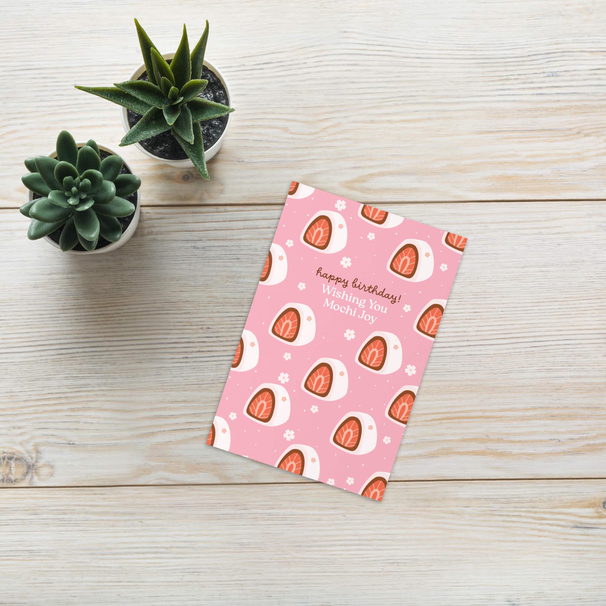 Pink Mochi Cute Birthday Card | Pun Funny Japanese Strawberry Daifuku ...