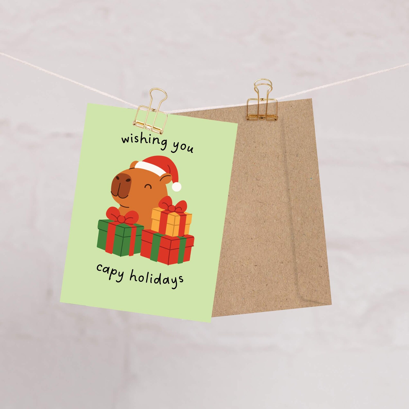 Capybara Christmas Card | Capy Pun Animal Santa Claus Hat Merry ...