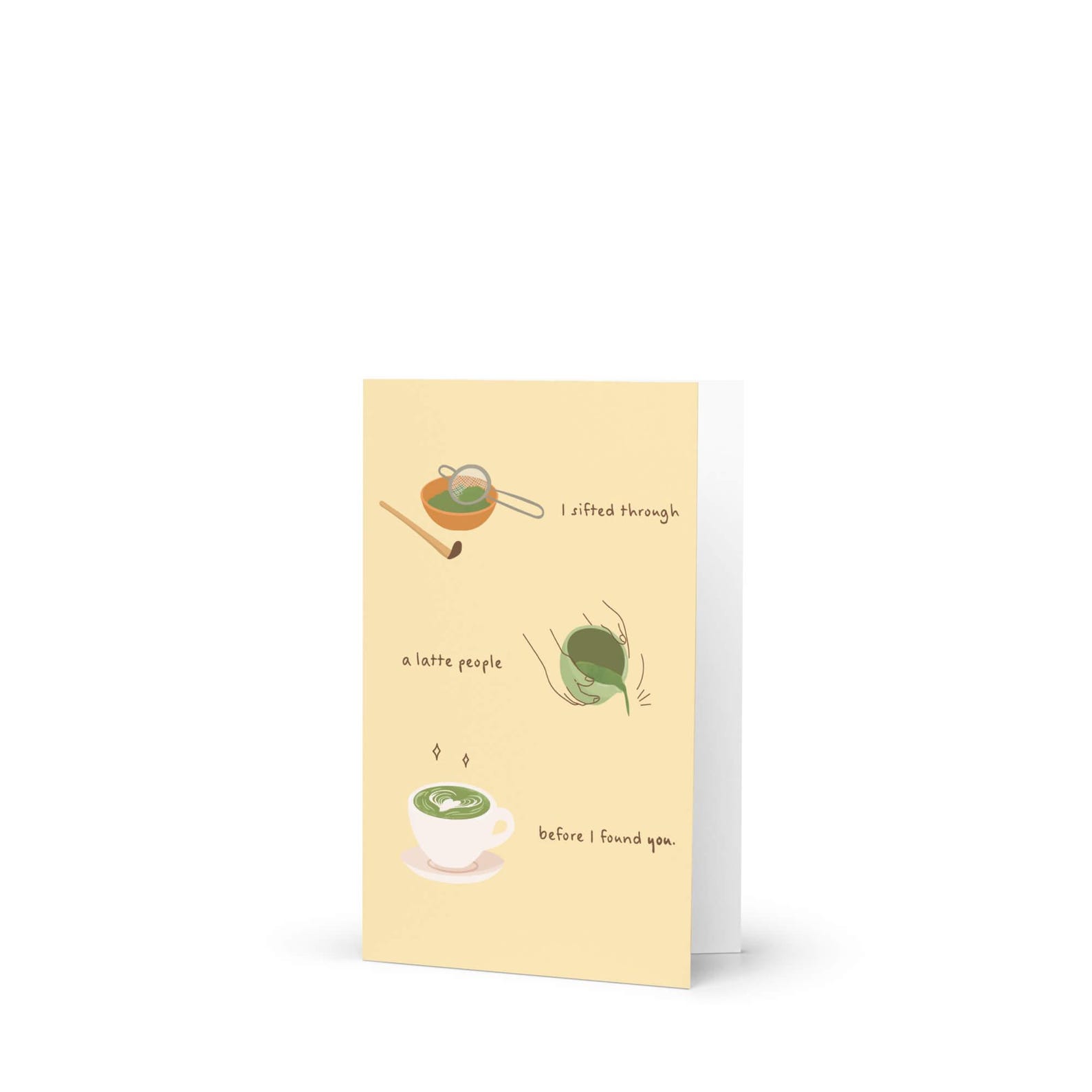 Matcha Latte Card | Cute Funny Japanese Green Tea Matcha Powder Bowl ...