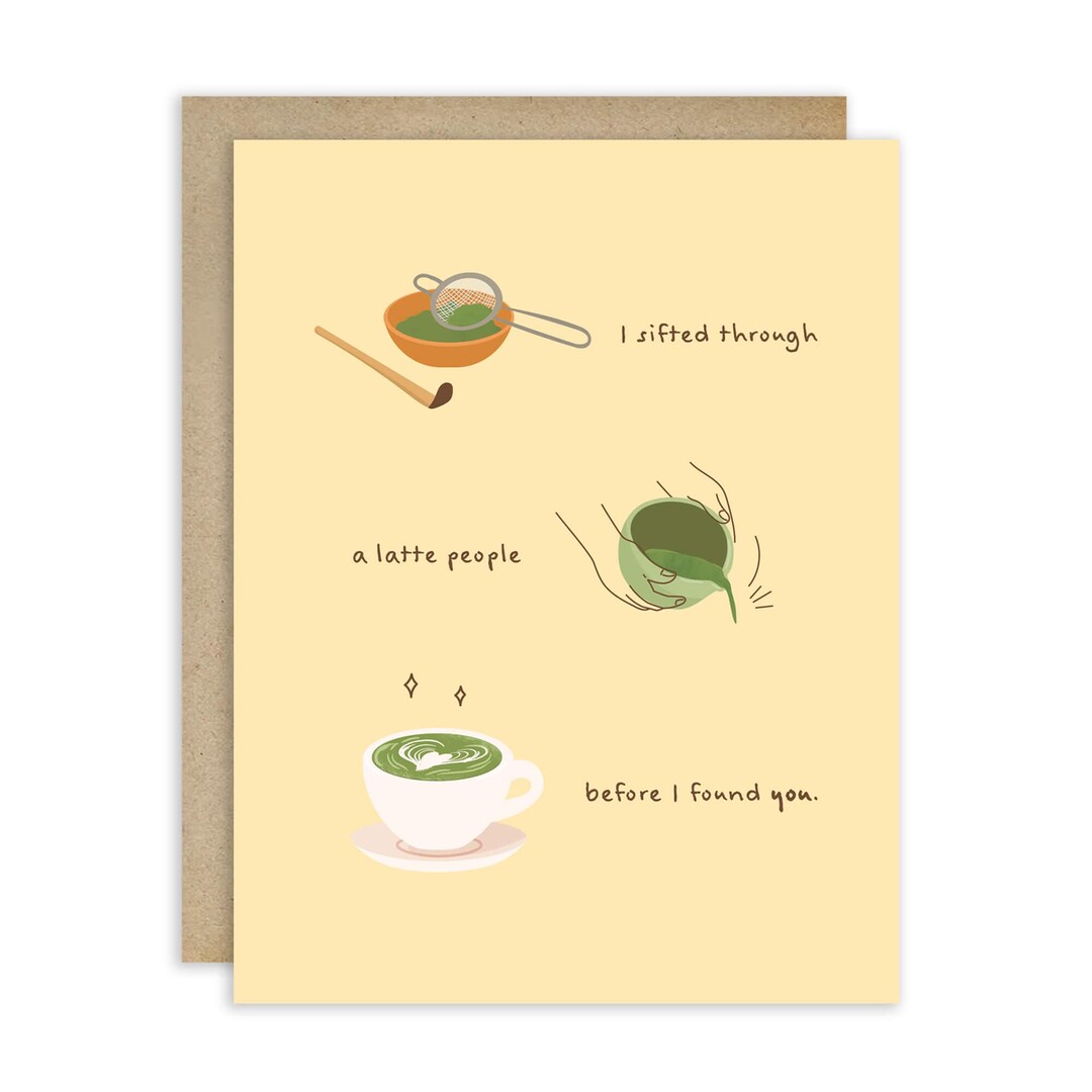 Matcha Latte Card | Cute Funny Japanese Green Tea Matcha Powder Bowl ...