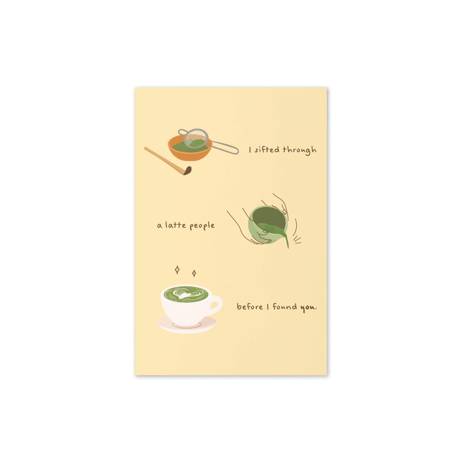 Matcha Latte Card | Cute Funny Japanese Green Tea Matcha Powder Bowl ...