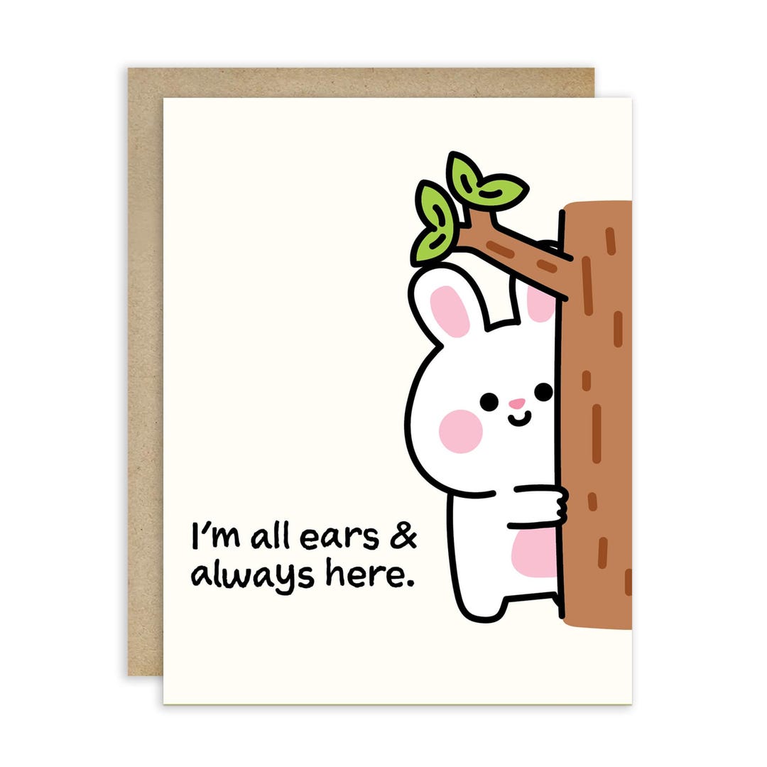 Bunny Encouragement Card | Cute White Rabbit Animal All Ears Support ...