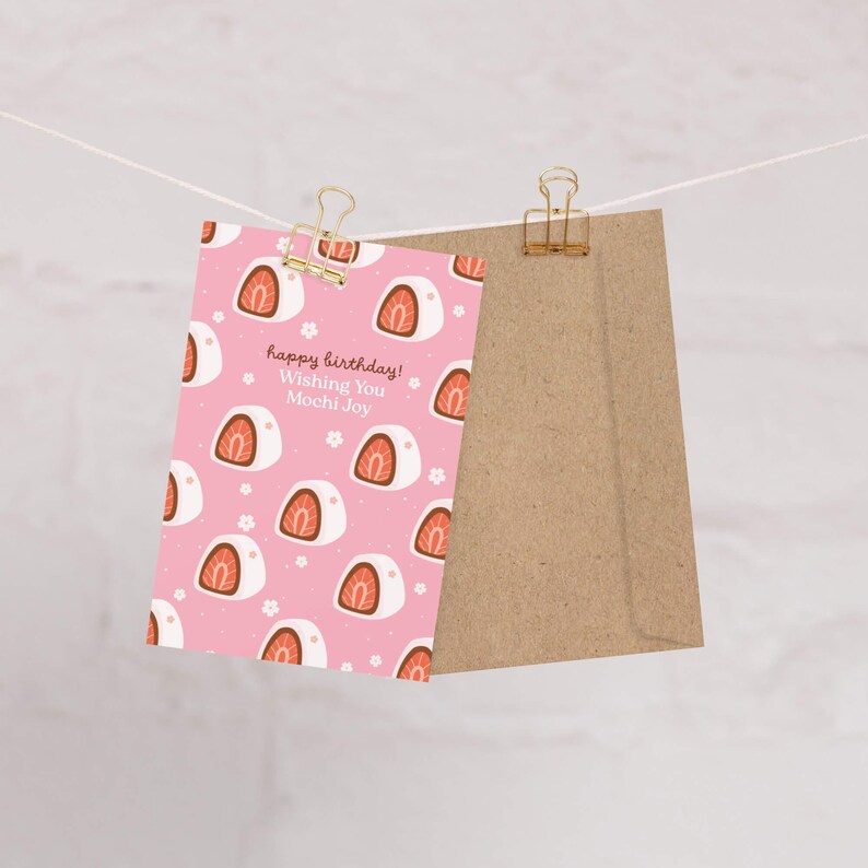 Pink Mochi Cute Birthday Card | Pun Funny Japanese Strawberry Daifuku ...