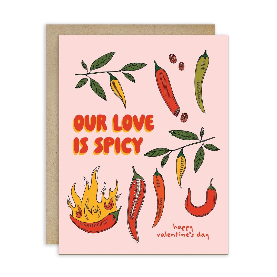 Chili Pepper Valentine's Day Cards | Cute Green Red Yellow Fire Spicy ...