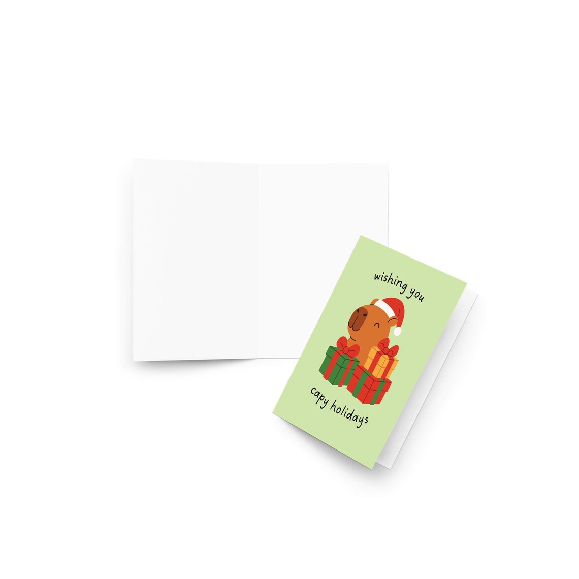 Capybara Christmas Card | Capy Pun Animal Santa Claus Hat Merry ...