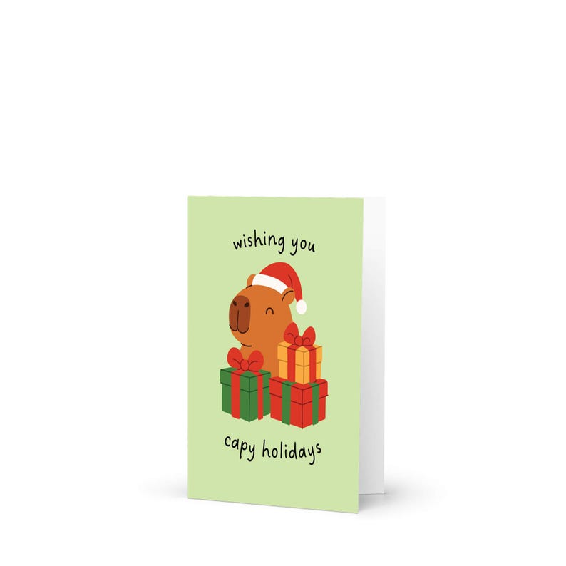 Capybara Christmas Card | Capy Pun Animal Santa Claus Hat Merry ...