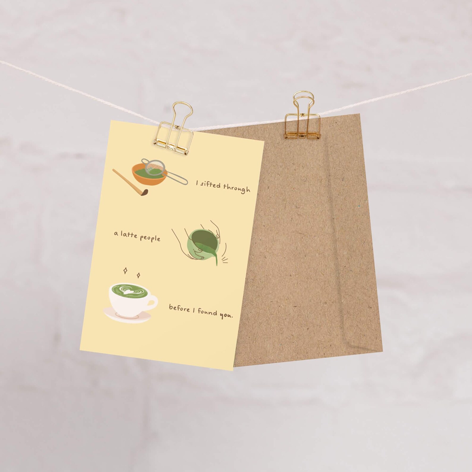 Matcha Latte Card | Cute Funny Japanese Green Tea Matcha Powder Bowl ...