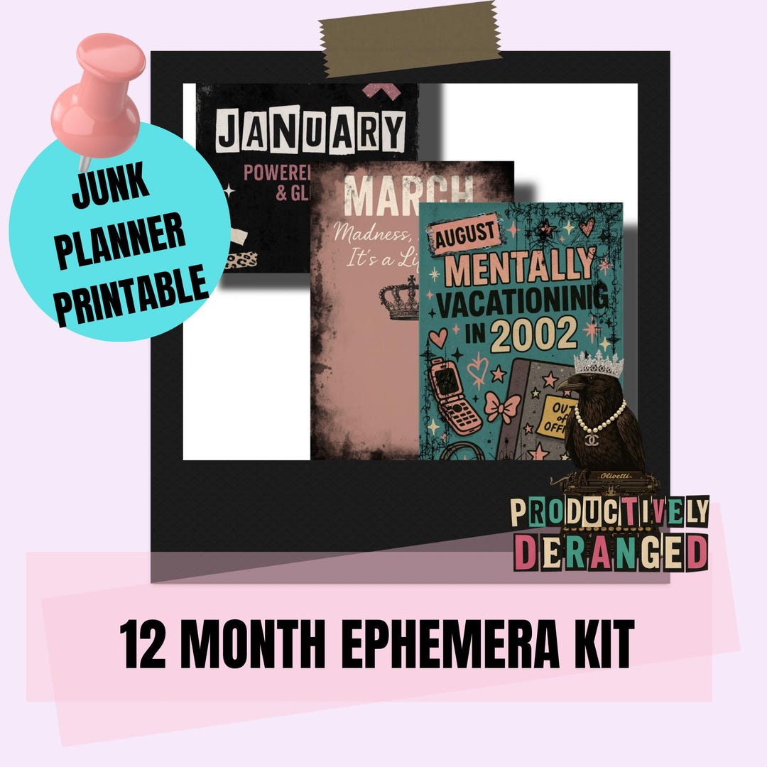 Grunge Monthly Divider Bundle 13 Dark Humor Planner Covers Printable ...