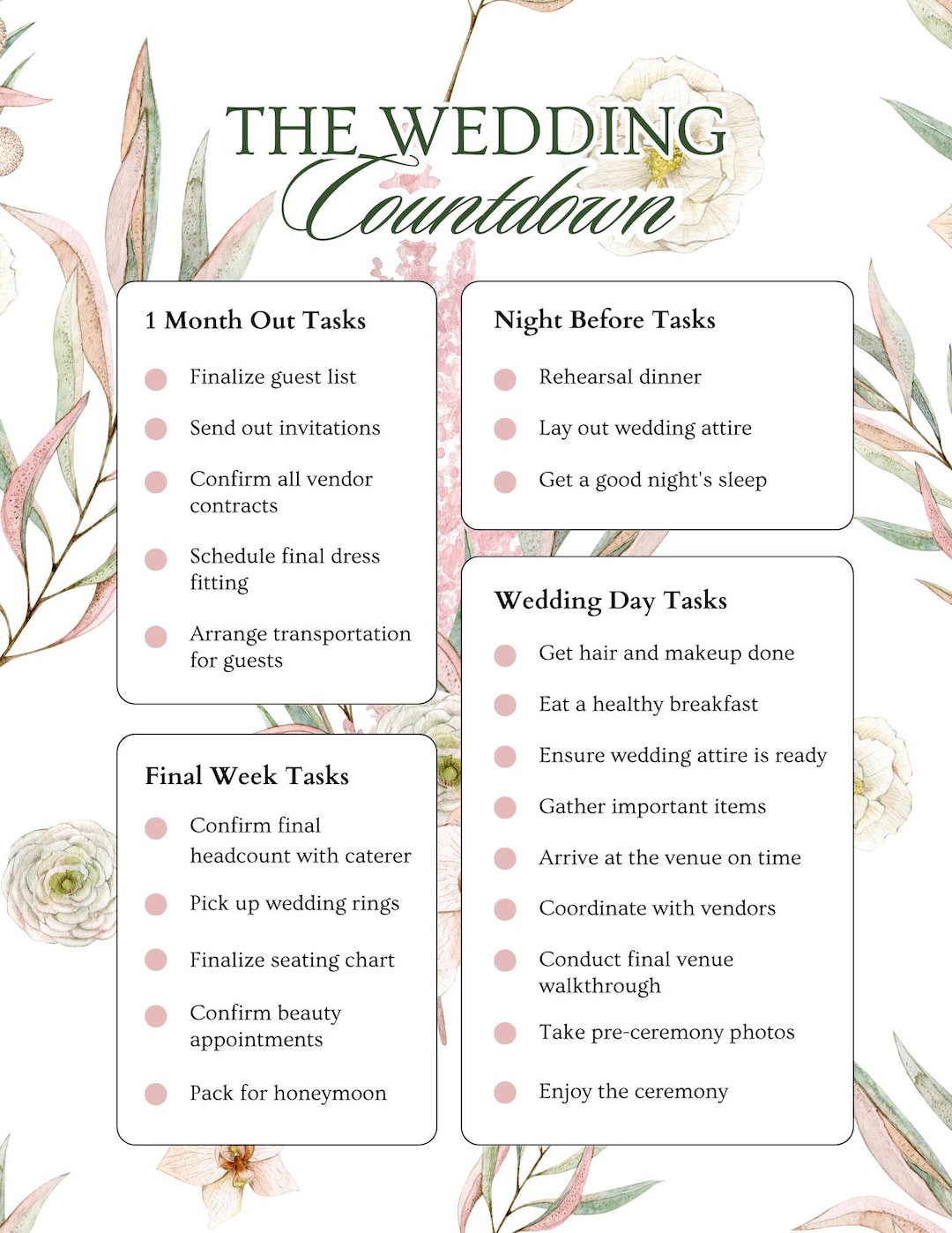 Wedding Countdown Planner Printable | Digital Download PDF | Wedding ...