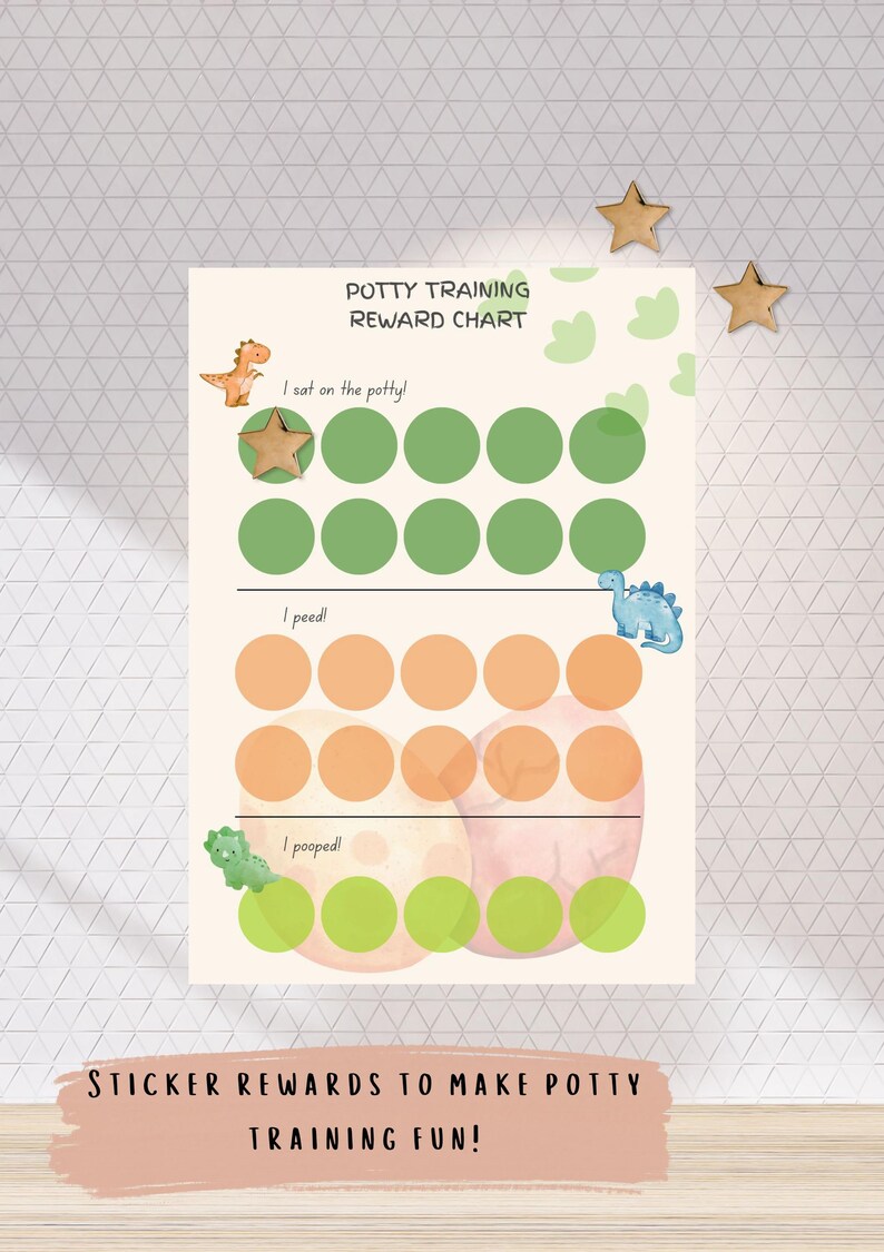 Dinosaur Potty Training Chart for Toddlers - Printable Toilet Reward ...