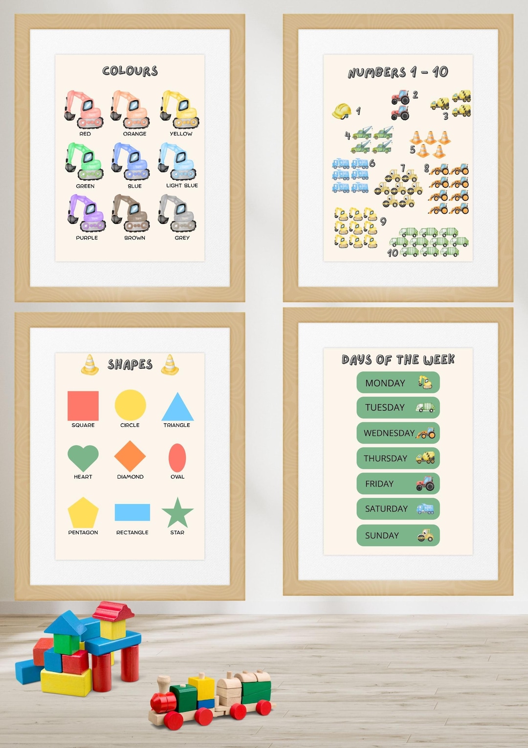 Construction Theme Learning Posters for Toddlers – Printable Digger ...