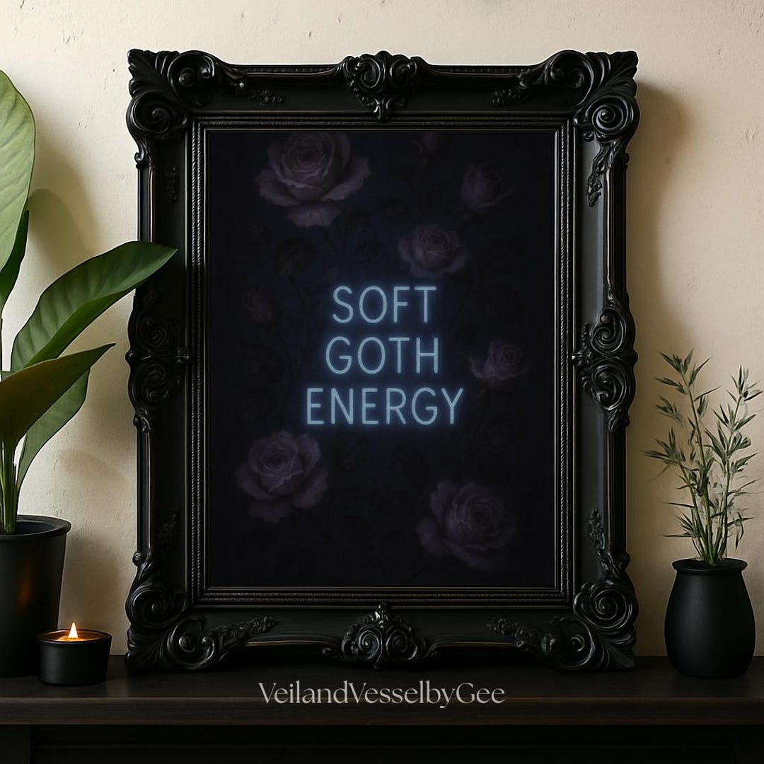 Soft Goth Energy | Blue Neon Quote Art | Pastel Goth Wall Decor | Moody ...