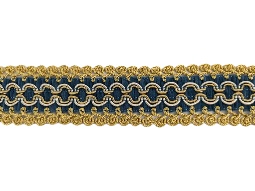 Wide Ornate Gold and Teal Blue Gimp Trim ~ 1 2/3 Yards - Etsy