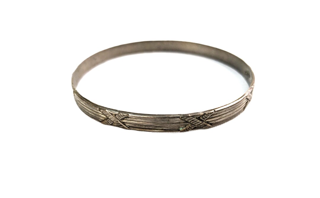 925 Silver Bangle Bracelet Vintage X Stacking Bangle Mexico Sterling ...