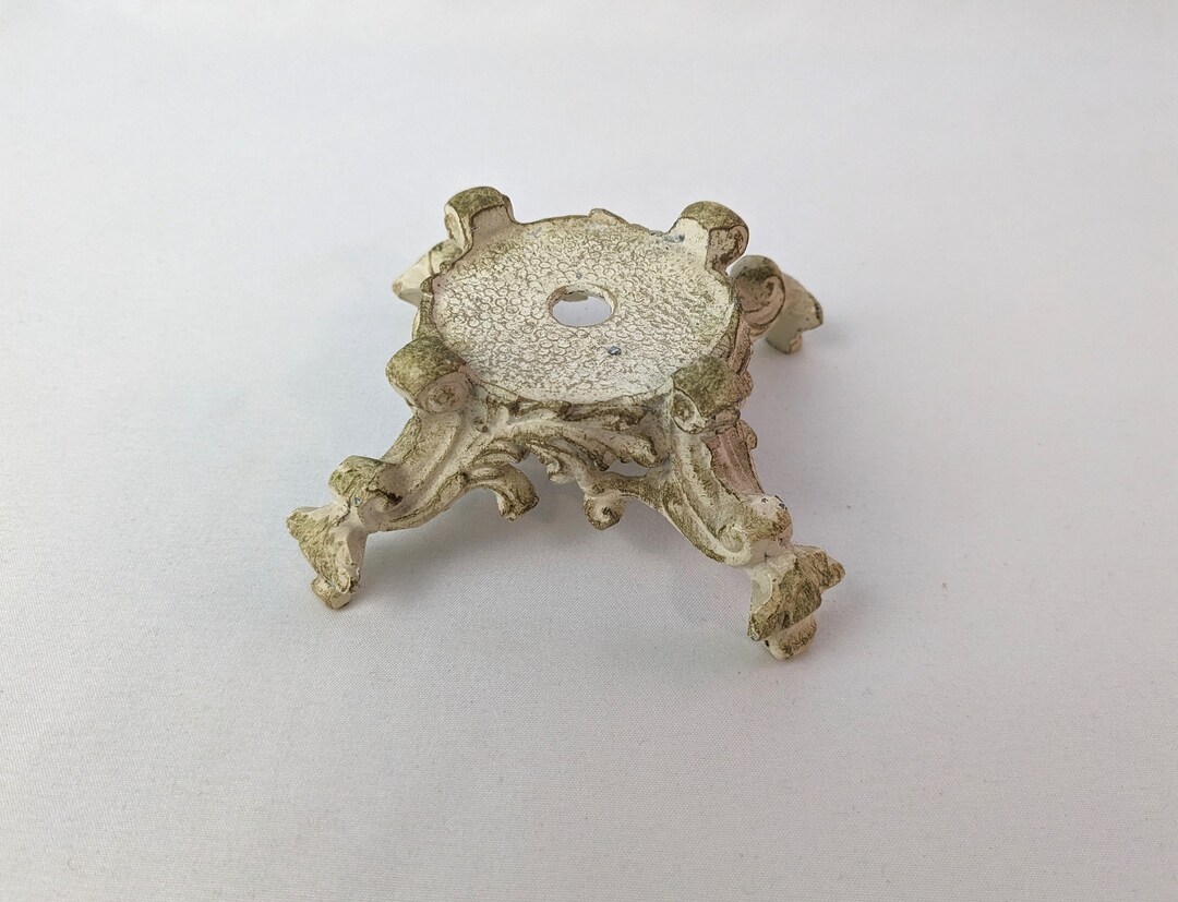 Salvaged Small Cast Metal Lamp Base Vintage White Ornate Crafting ...