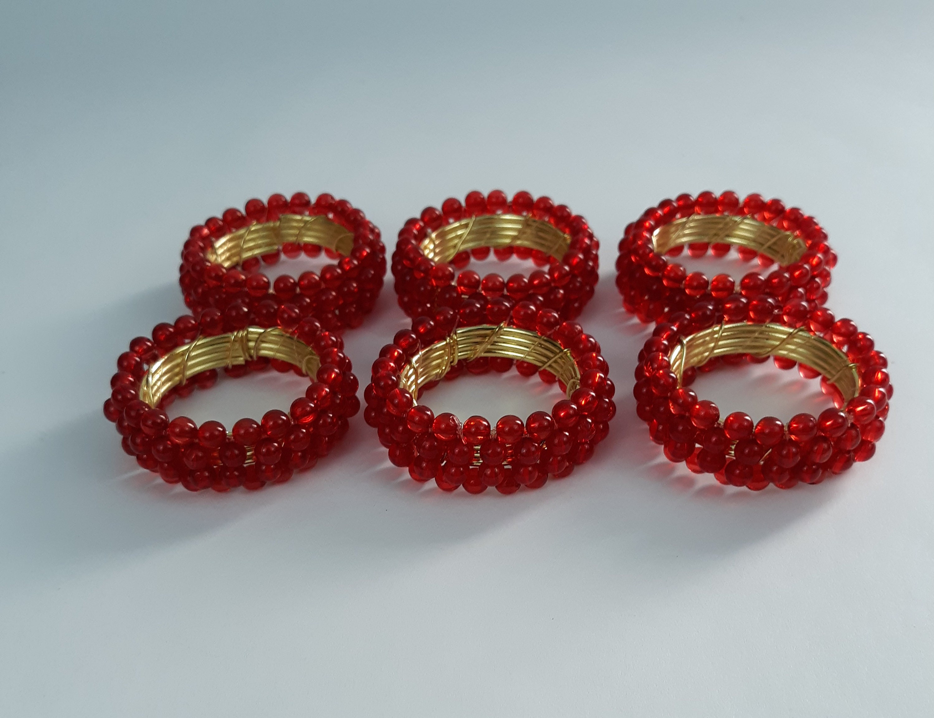 Red Beaded Napkin Rings