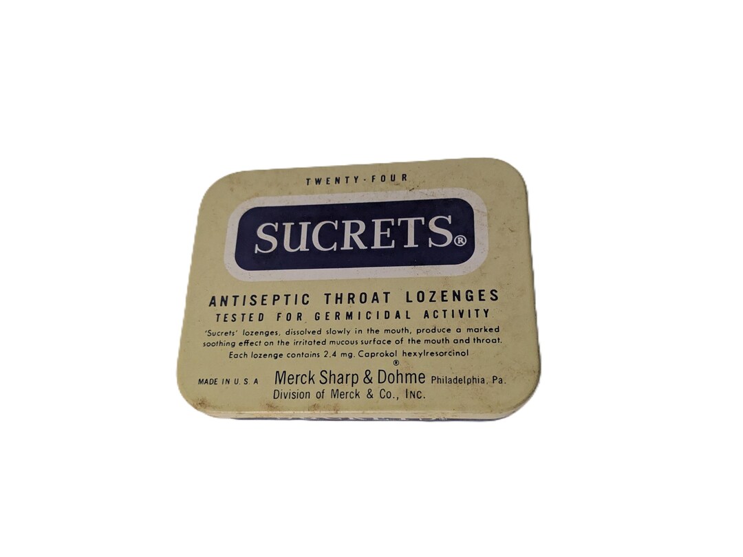 Small Sucrets Tin ~ Throat Lozenge Holder ~ Small Advertising Metal Box ...
