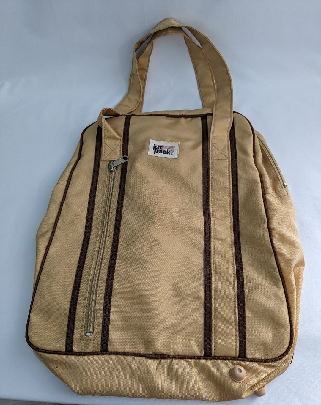 Jet Pack Nylon Backpack Bag Beige and Brown 80s Backpack Taiwan ROC - Etsy