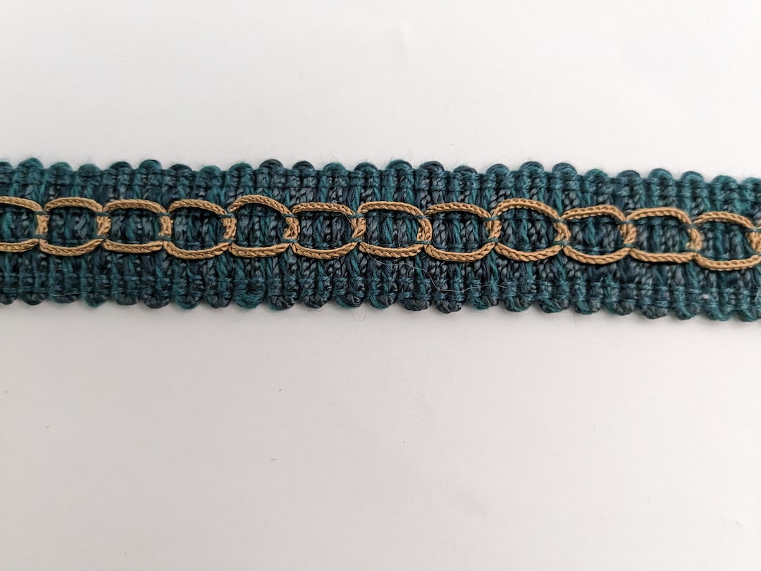 Vintage Gimp Trim Dark Green With Antique Gold Chain Link Design NOS ...