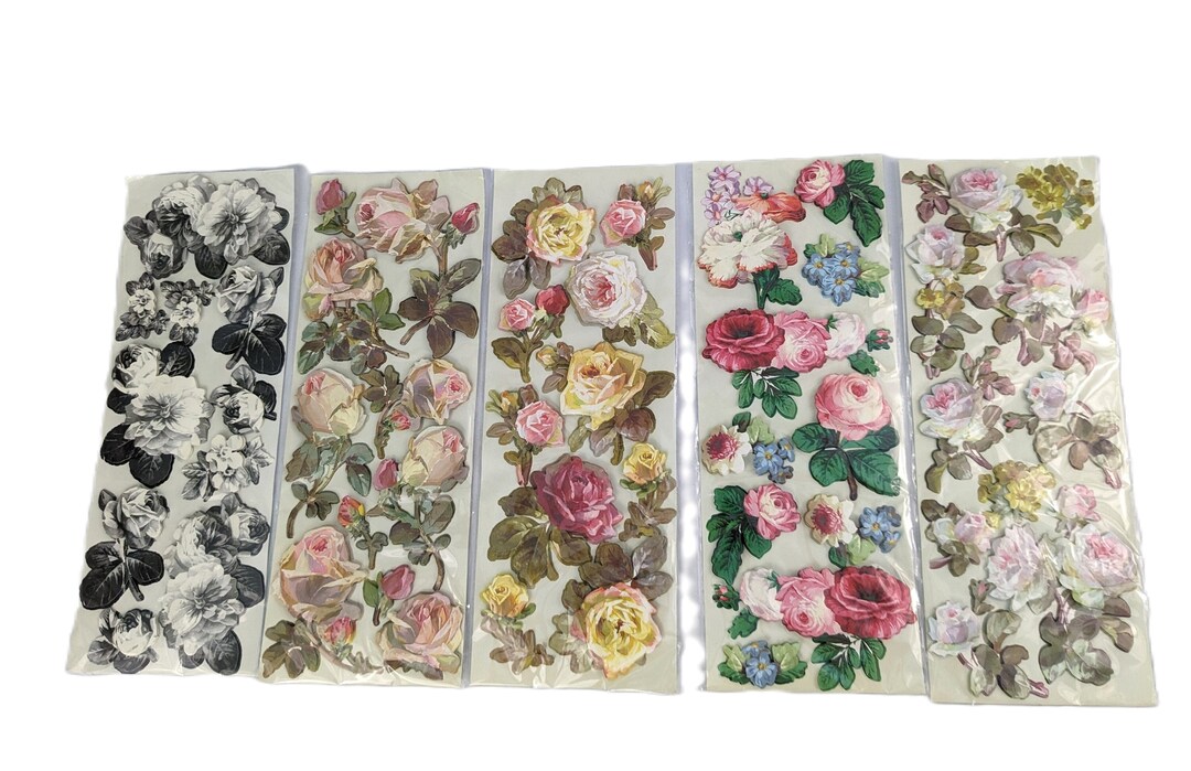 Five Sheets of 3D Rose Stickers ~ Crafting Embellishments - Etsy