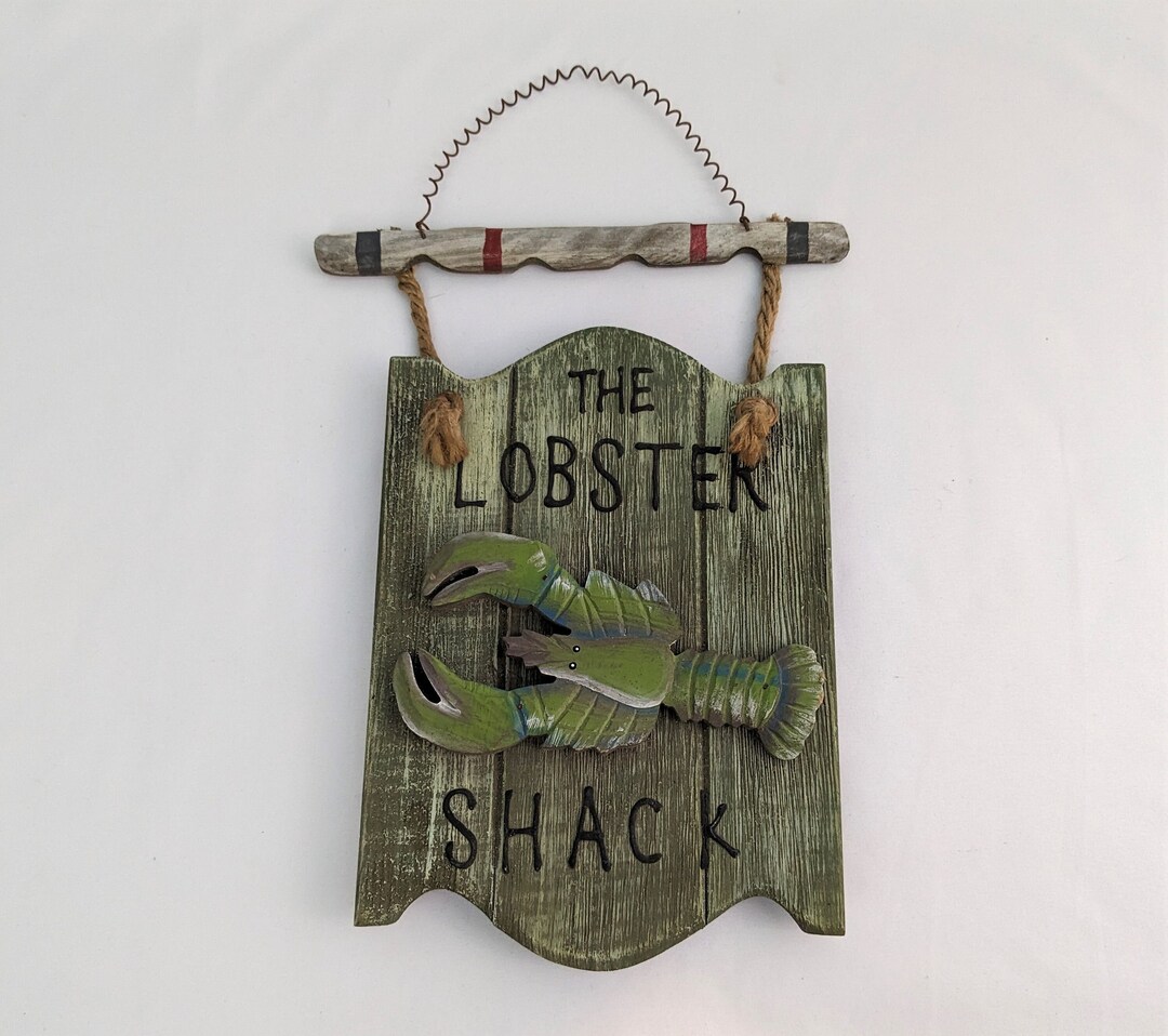 The Lobster Shack Sign Rustic Distressed Beach Sign Coastal Sea Life ...