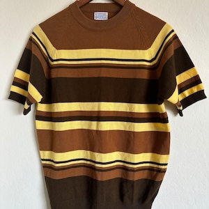 Vintage Towncraft Striped Mock Neck Sweater Shirt Knit Wide Stripe ...