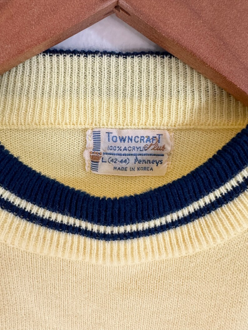Vintage Towncraft Striped Mock Neck Ringer Tee Knit Sweater Shirt 60s ...