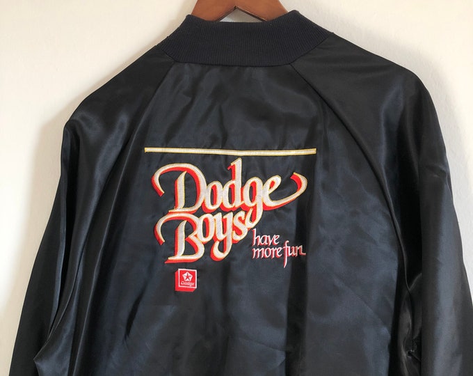 Vintage Dodge Boys Have More Fun Embroidered Jacket 70s 80s Black Zip ...