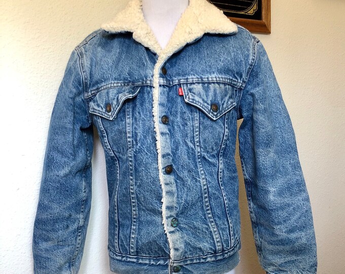 Vintage Levi’s Sherpa Denim Jacket Size 36 S XS Rare Vtg Levis Fleece ...