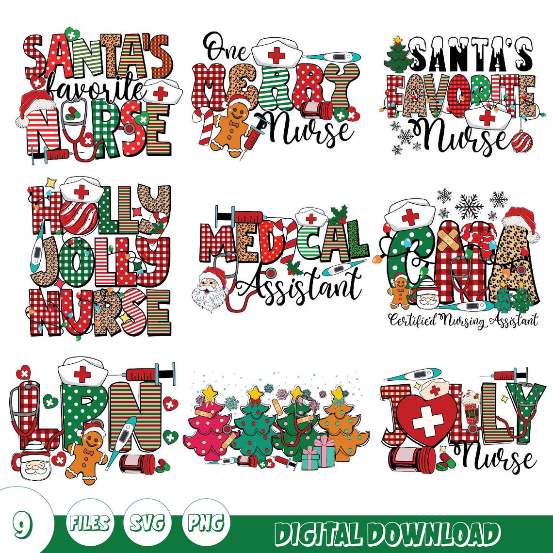 Christmas Nurse Svg, Santa Nurse Svg, Holly Jolly Nurse Svg, Medical ...