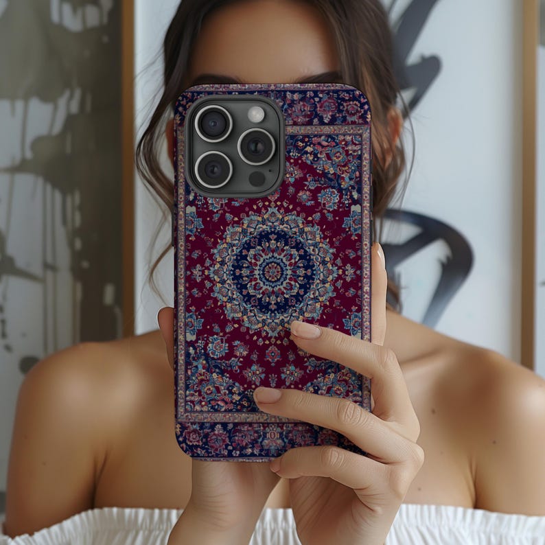 Persian Rug Phone Case, Vintage Oriental Carpet Art Tough Phone Cover ...