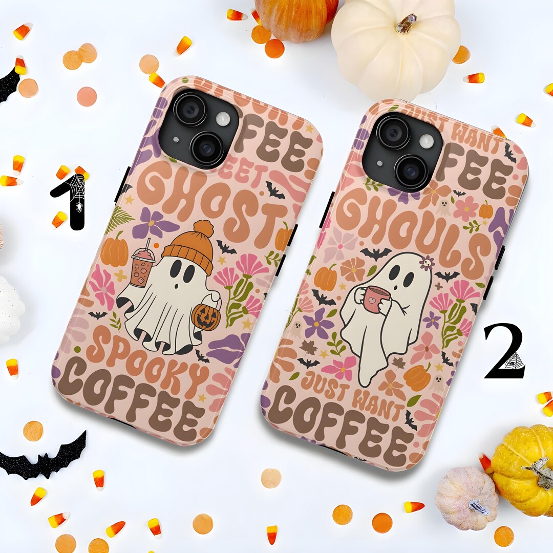 Halloween Ghost Coffee Phone Case, Spooky Fall Ghost Coffee Lover Gift ...