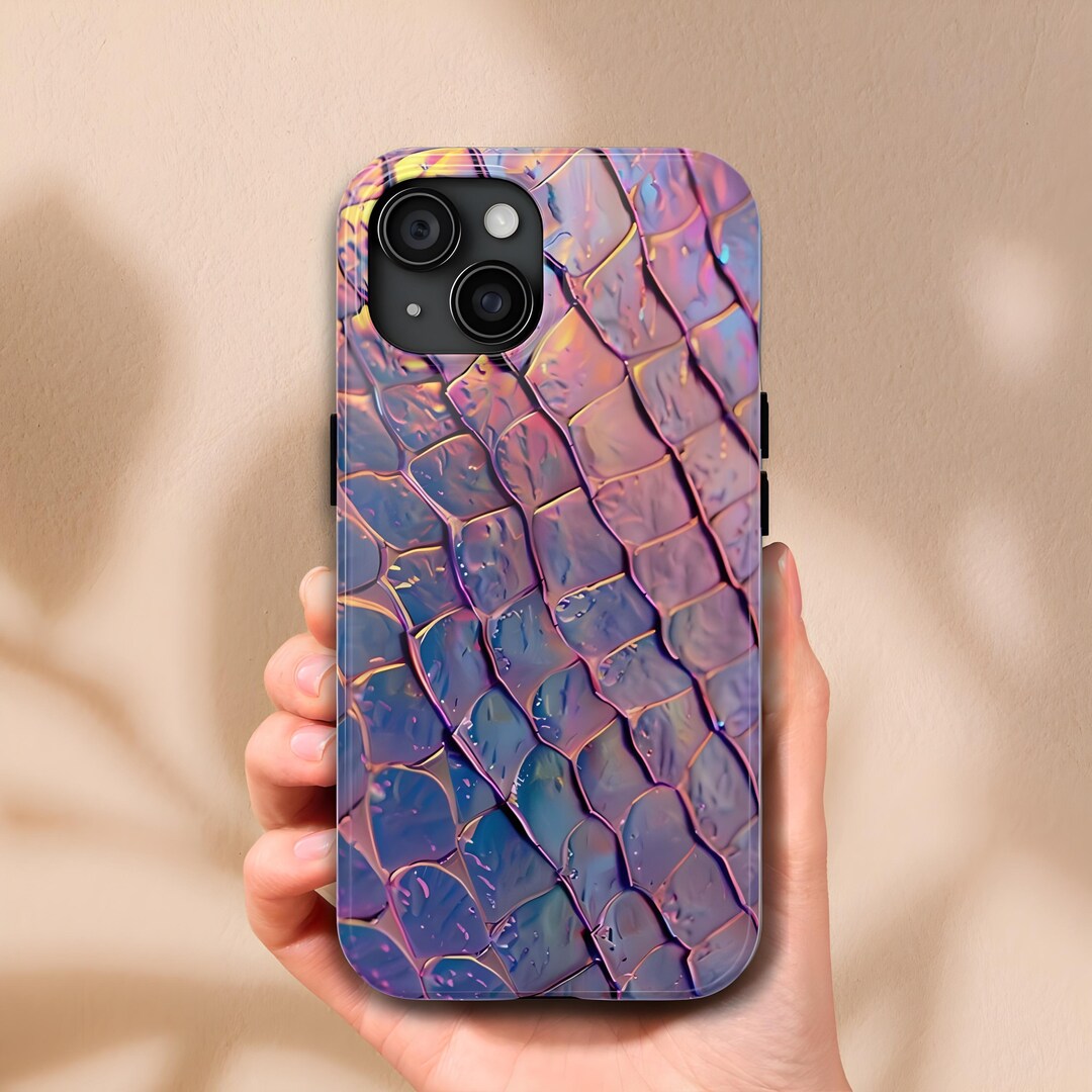Holographic Snake Skin Phone Case, Pastel Iridescent Reptile Texture ...