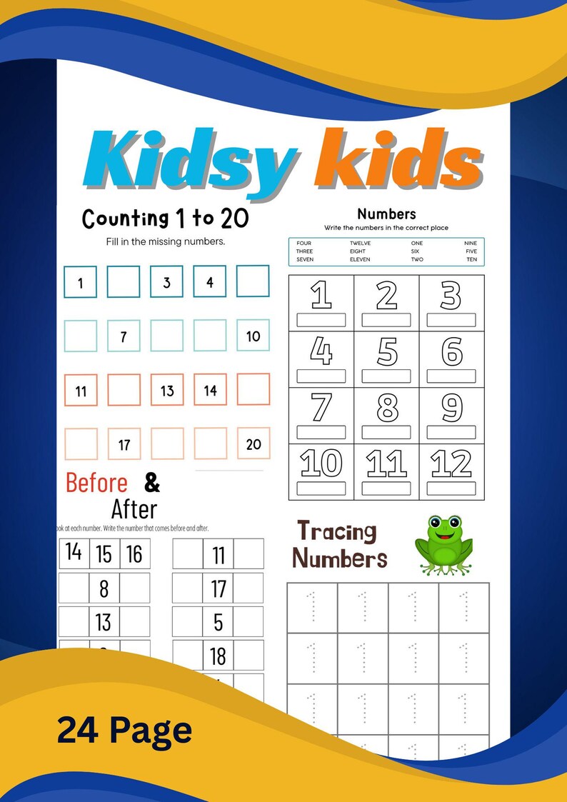 Math Worksheet Nursery: Number Tracing, Counting (PDF Printable A4 Size ...