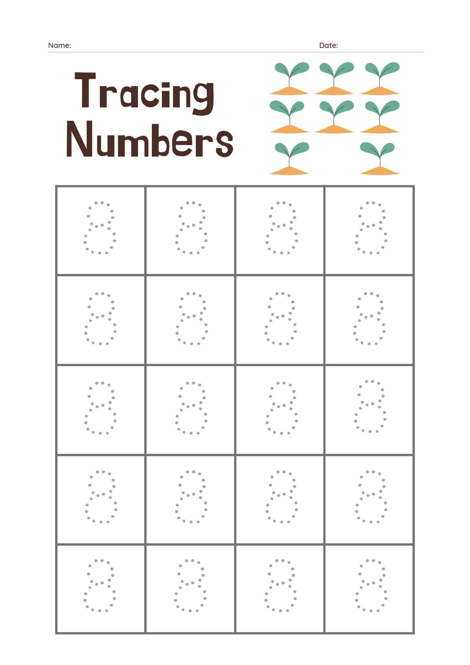 Math Worksheet Nursery: Number Tracing, Counting (PDF Printable A4 Size ...