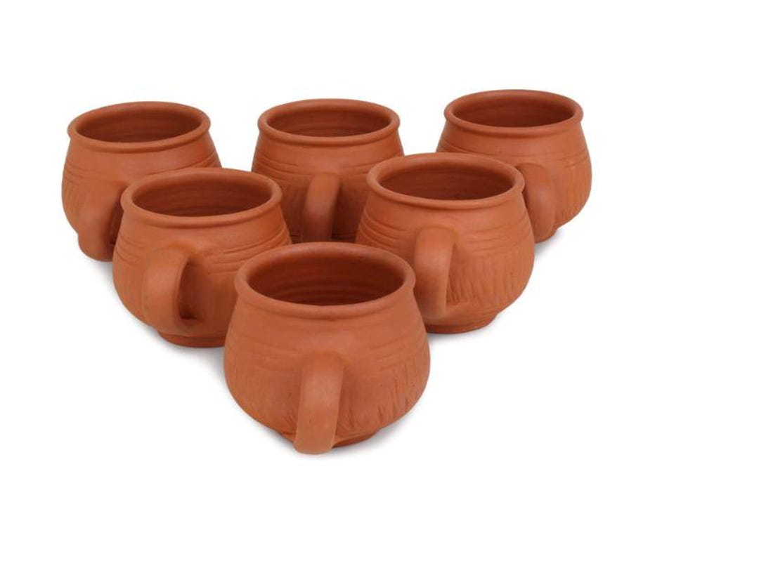 Handmade Natural Earthen Kulhad Chai Ke Cups Set of 6 (brown, 120 Ml ...