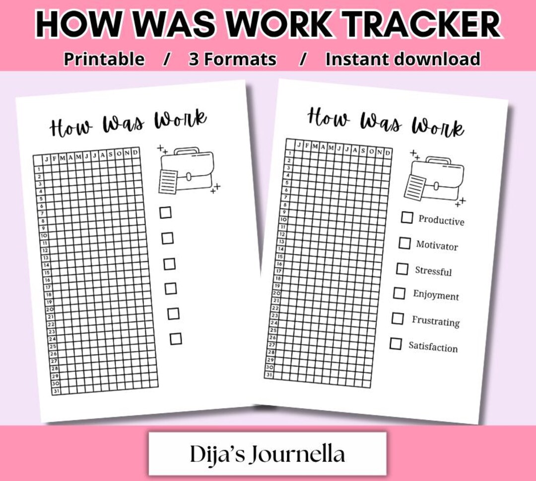 How Was Work Tracker | PRINTABLE Journal Page | Planner Page | Yearly ...