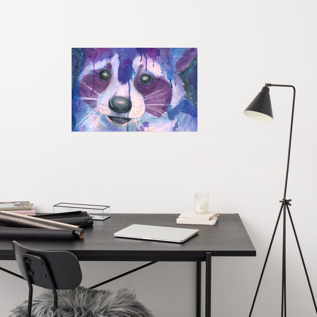 Purple Plaint Splotch Raccoon Poster - Etsy