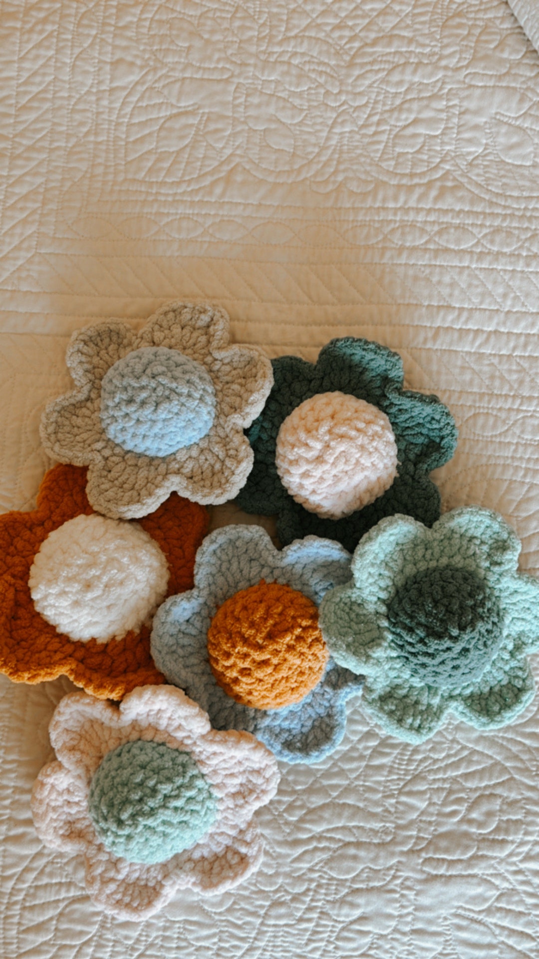 Daisy Flower Toy | Plush Rattle | Teether | Crocheted Children’s Toy ...
