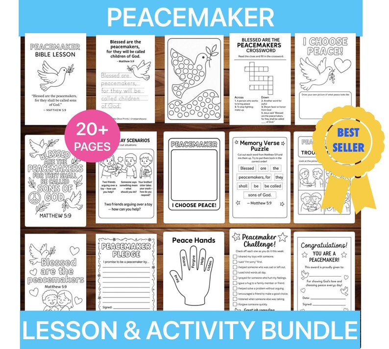 Peacemaker DELUXE Printable Bible Lesson Pack for Kids | Christian ...