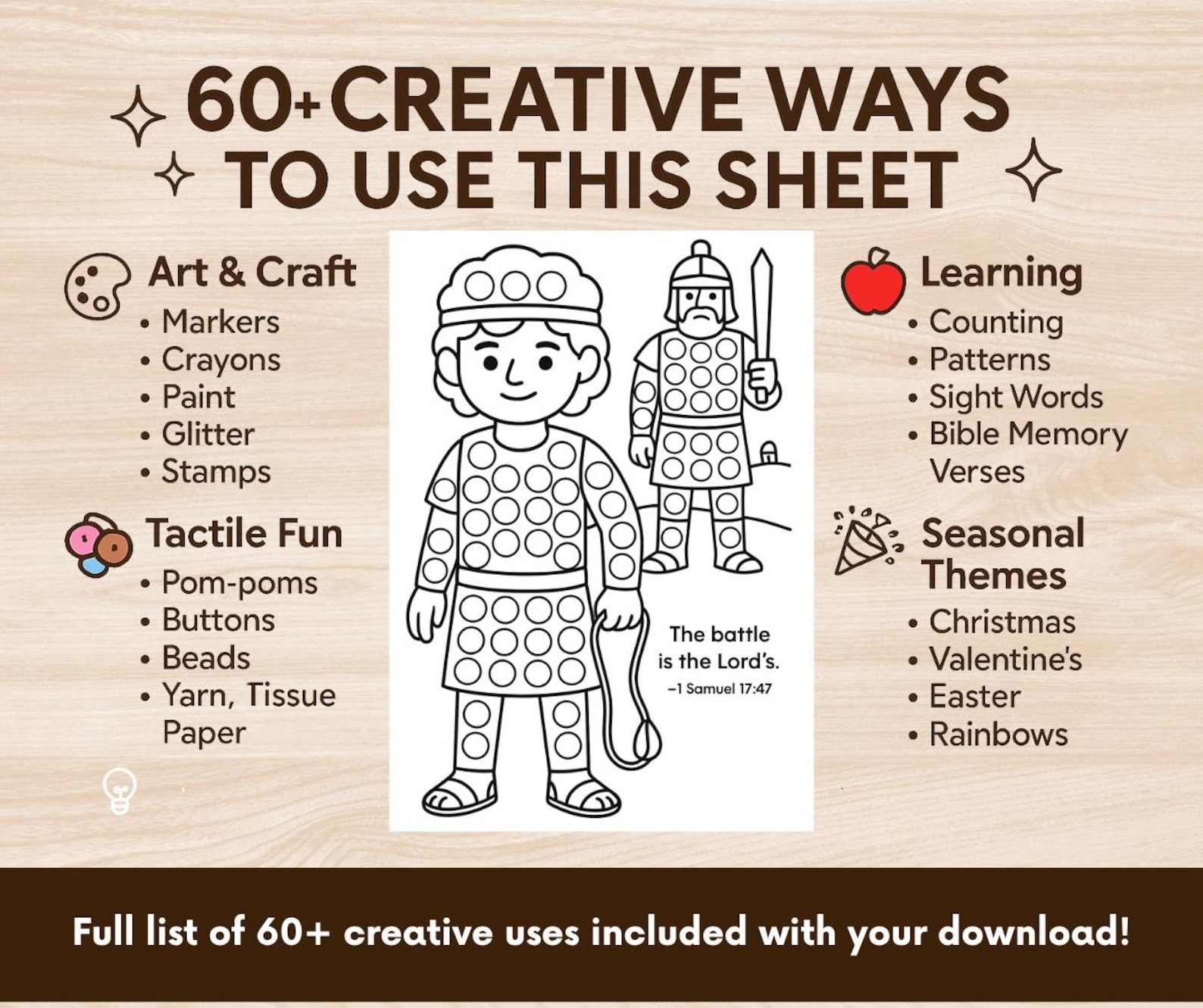 David and Goliath Dot Marker Coloring Page: Bible Verse Activity (PDF ...