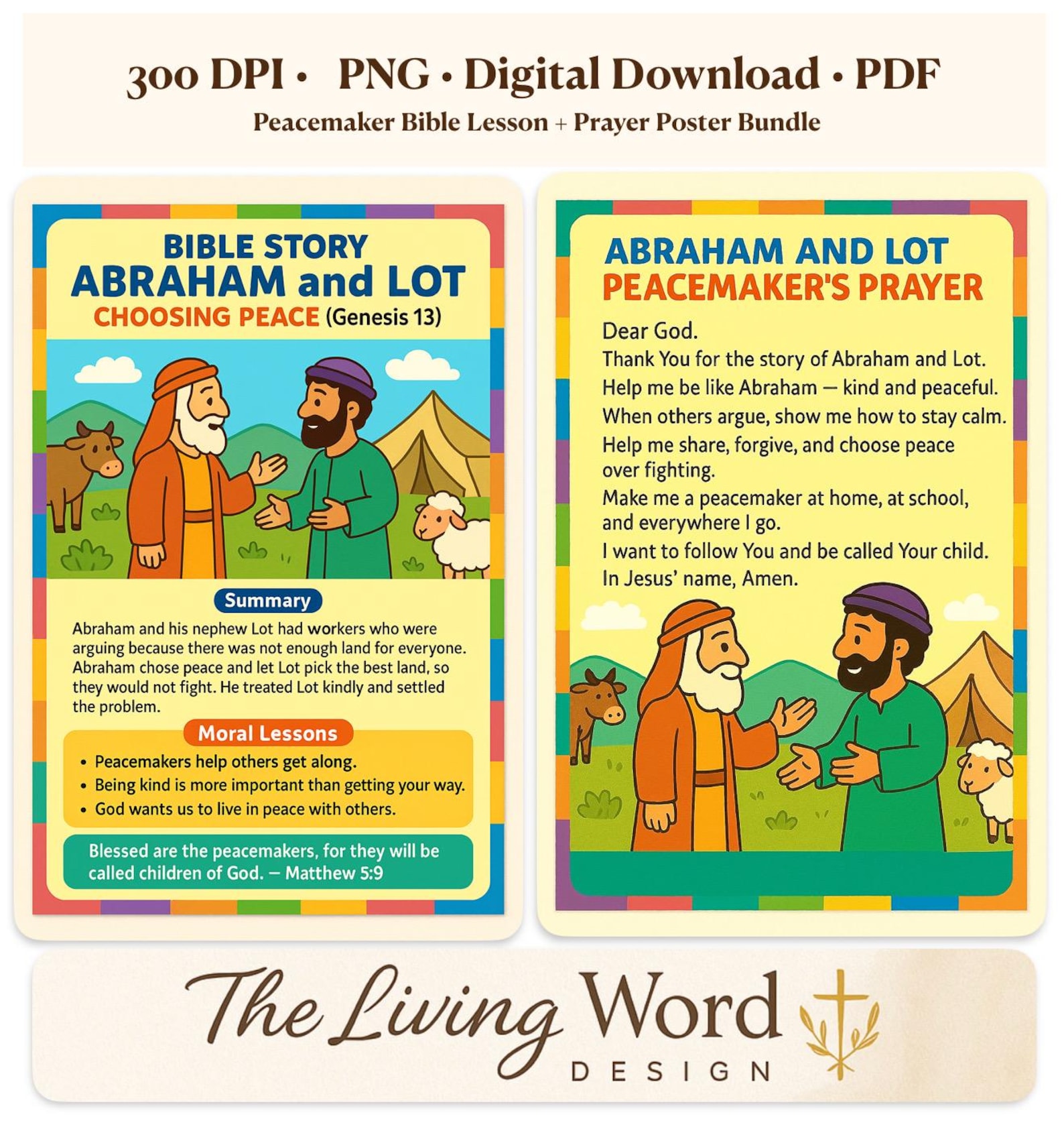 Abraham and Lot Bible Story Posters | Peacemaker Prayer, Christian ...